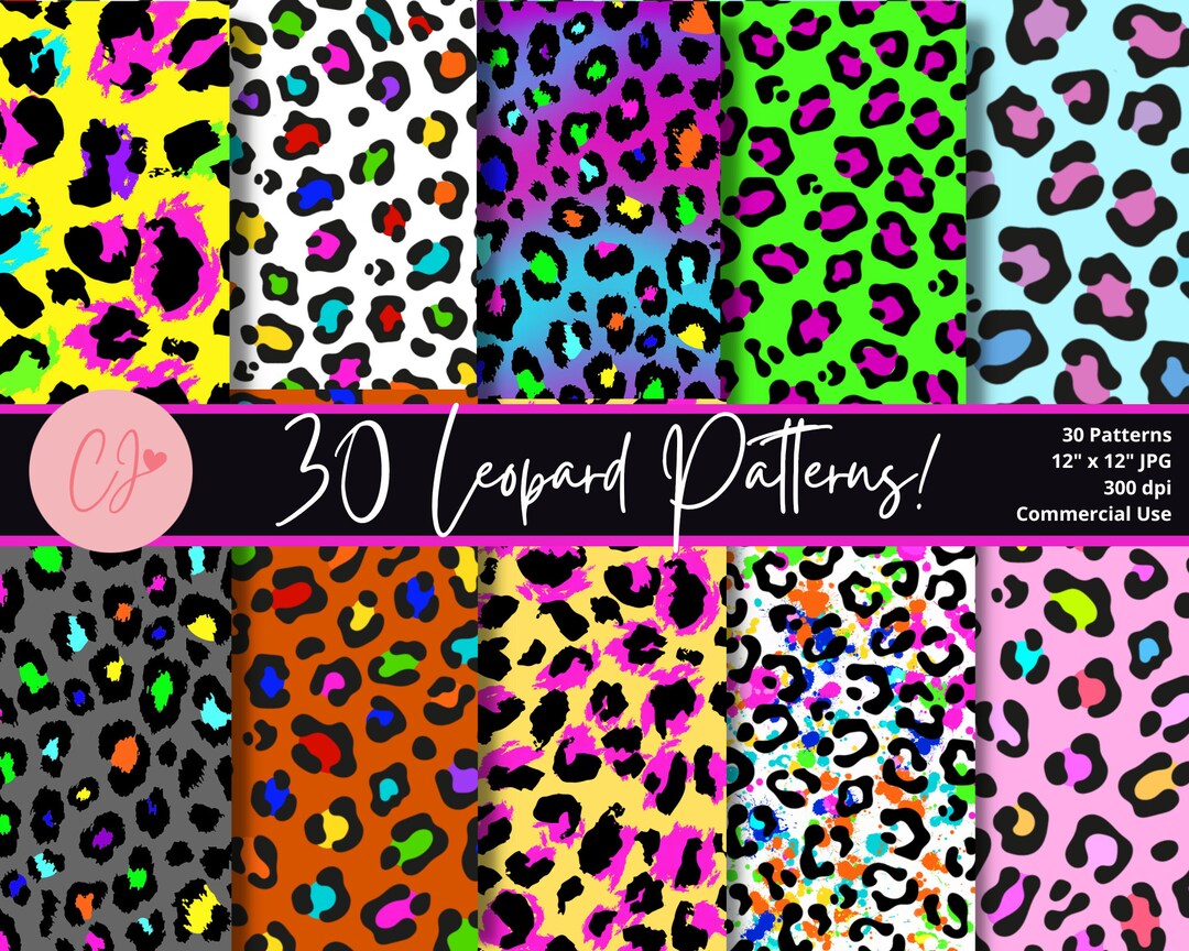 Rainbow Leopard Digital Paper Pack Neon Cheetah Print - Etsy