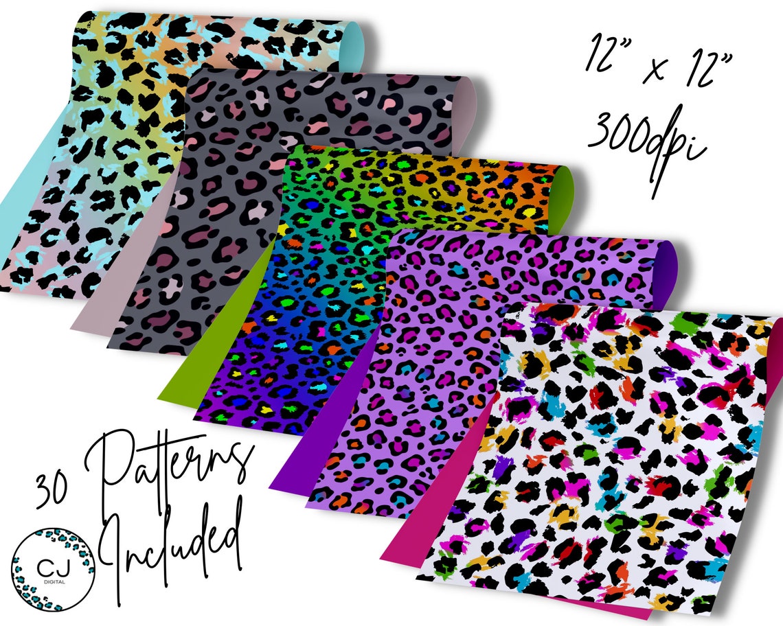Rainbow Leopard Digital Paper Pack Neon Cheetah Print - Etsy