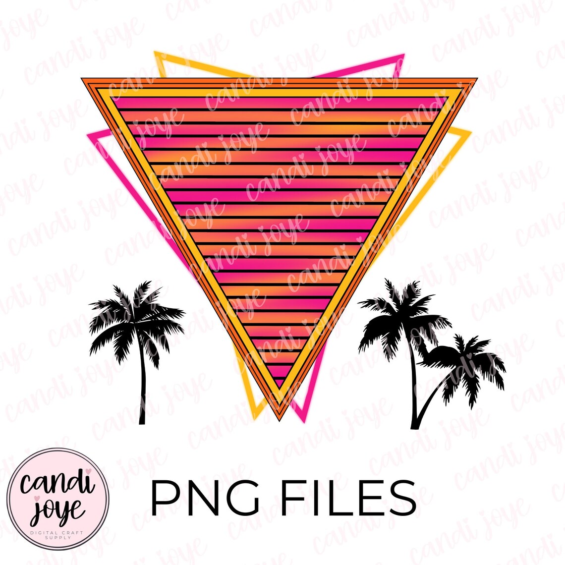 Back to the 90s Triangle PNG - Neon Retro Print PNG - Palm Tree Clipart ...