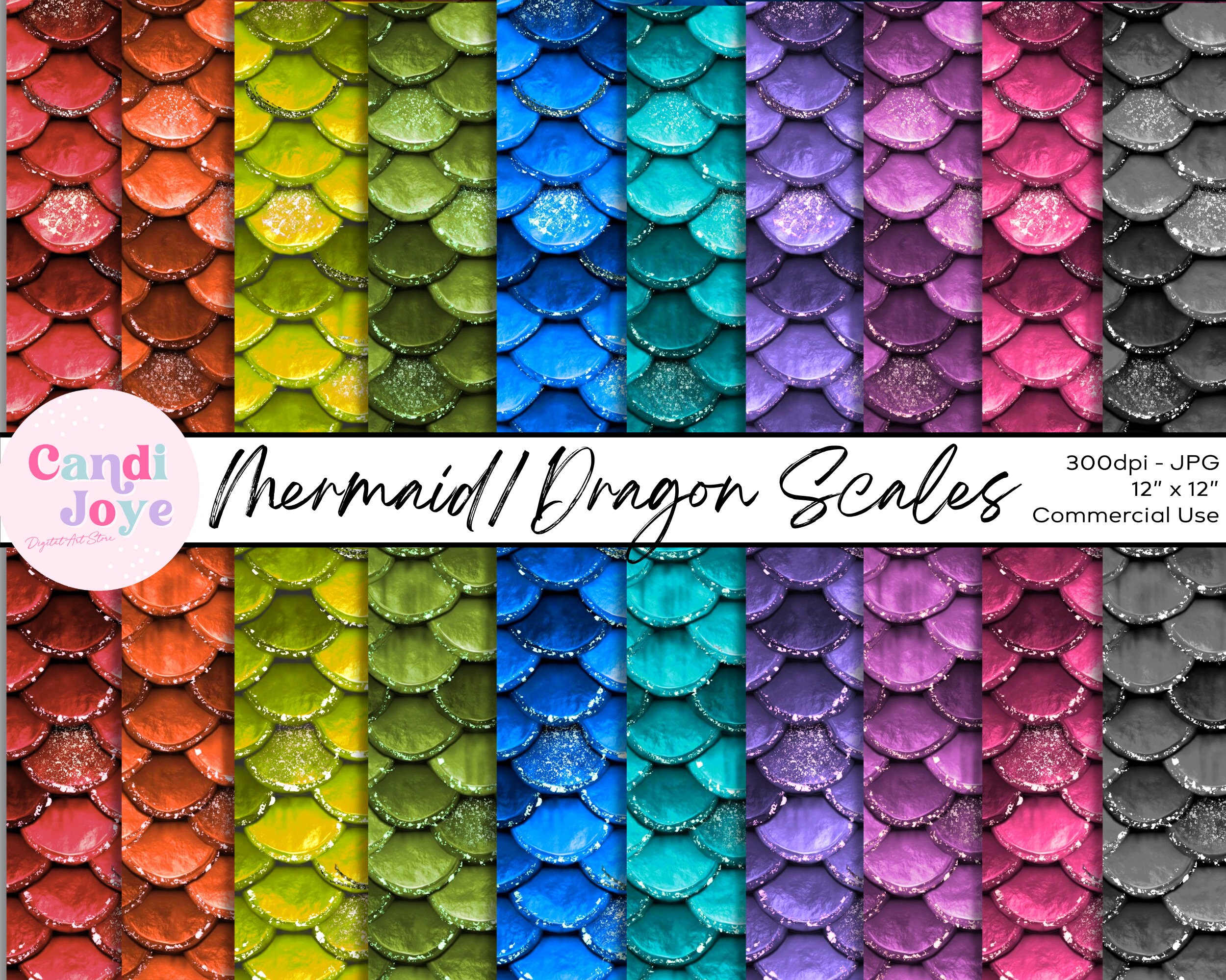 Mermaid Scale Digital Papers Dragon Scale Digital Paper - Etsy