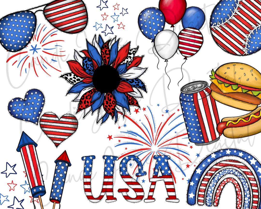 4th of July PNG Files Patriotic Clipart Bundle American - Etsy