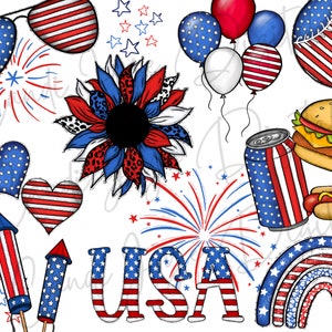 4th of July PNG Files Patriotic Clipart Bundle American - Etsy