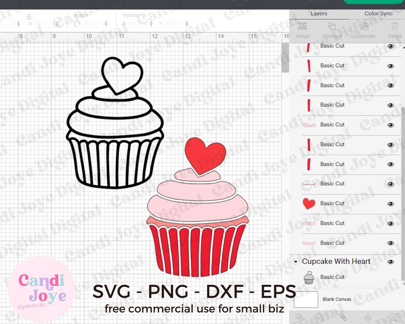 Heart Cupcake SVG Valentine SVG Cupcake PNG Birthday Svg - Etsy