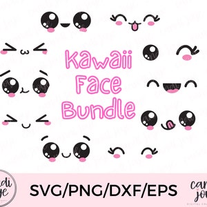 Cute Kawaii SVG - Kawaii Face SVG Bundle - Kawaii Clipart - Cartoon ...