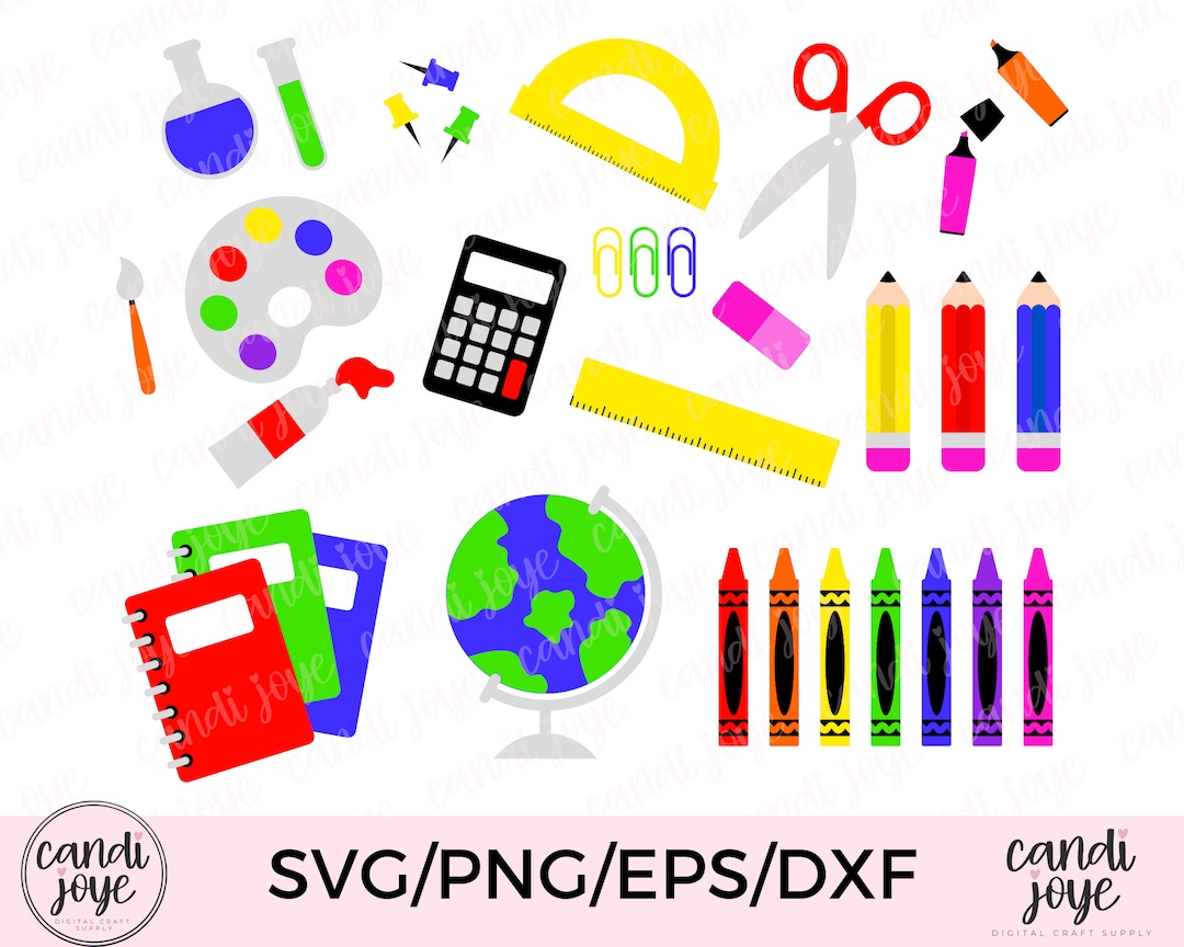 School Supply SVG Bundle, School Clipart, Crayon SVG, Pencil SVG ...