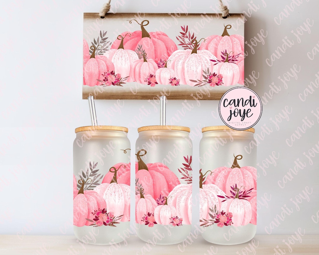 Pumpkin UV DTF Cup Wrap PNG, Fall 16oz Glass Tumbler Wrap Design, Glass ...