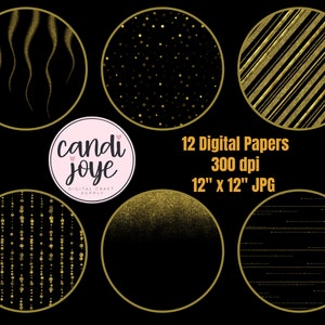Black and Gold Digital Paper - Black and Gold Backgrounds - Gold ...