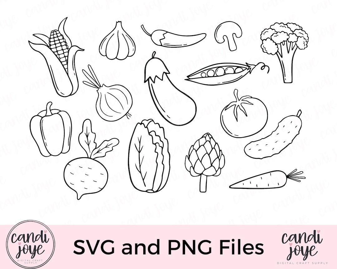 Veggie SVG Vegetables SVG Food Clipart Veggie Line Art SVG Mushroom Svg ...
