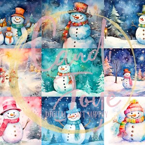 25 Watercolor Snowmen Printable Images - Whimsical Winter Graphics ...