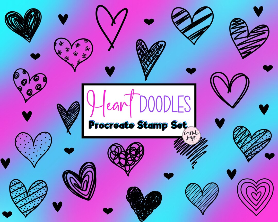 Procreate Stamps - Procreate Brushes - Doodle Hearts - Procreate Stamp ...