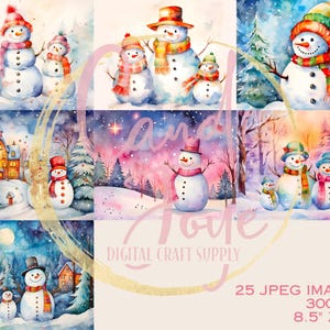 25 Watercolor Snowmen Printable Images - Whimsical Winter Graphics ...