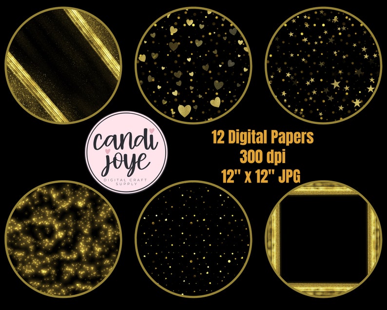 Black and Gold Digital Paper - Black and Gold Backgrounds - Gold ...