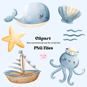 Watercolor Nautical Clipart Ocean Clipart Watercolor Beach PNG Files ...