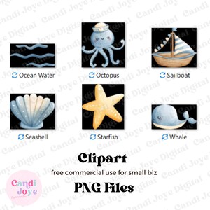 Watercolor Nautical Clipart Ocean Clipart Watercolor Beach PNG Files ...