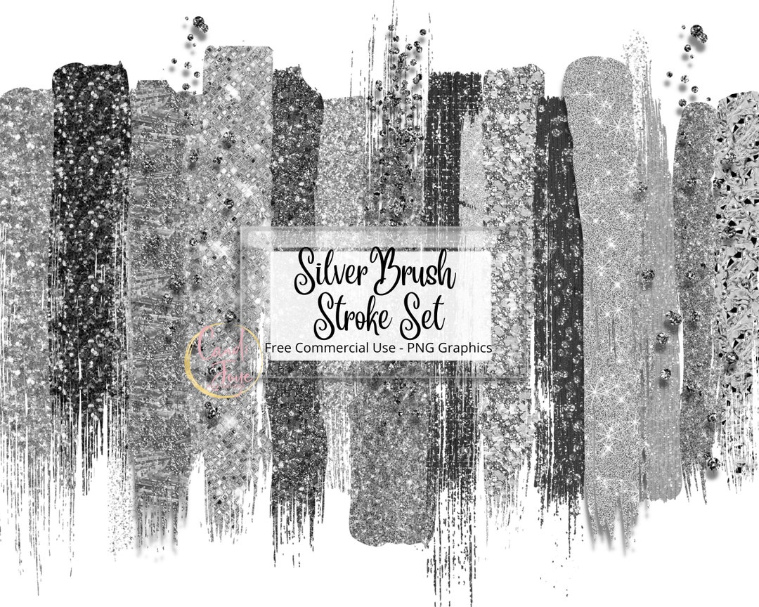 Silver Glitter Brush Strokes PNG Bling Brushstroke Clipart Silver ...