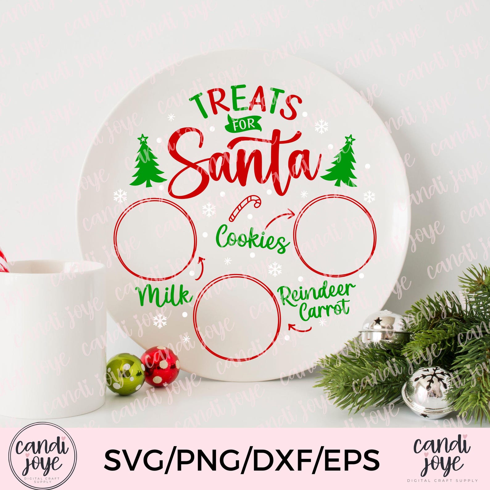 Santa Tray SVG, Santa Cookie Tray PNG, Round Santa Plate SVG, Christmas ...
