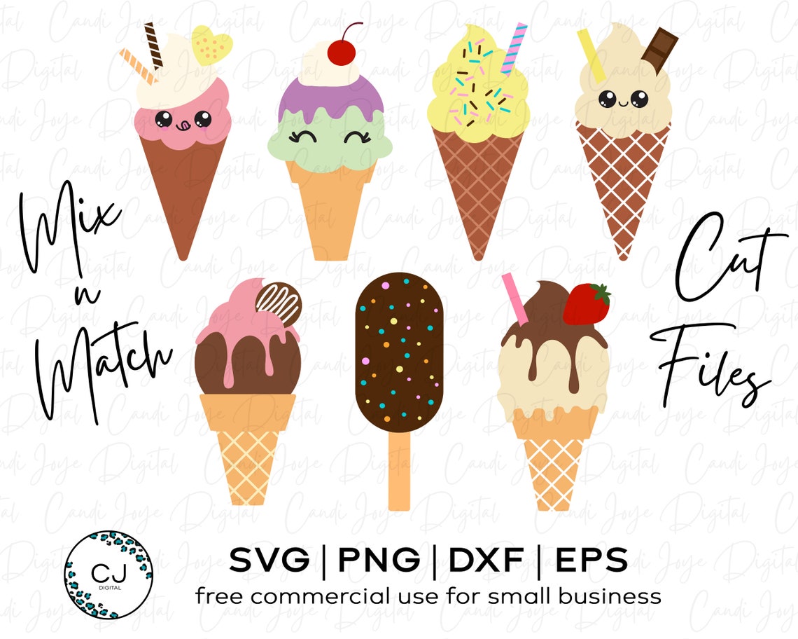 Ice Cream Svg Bundle Ice Cream Cone Svg Mix And Match Ice Etsy