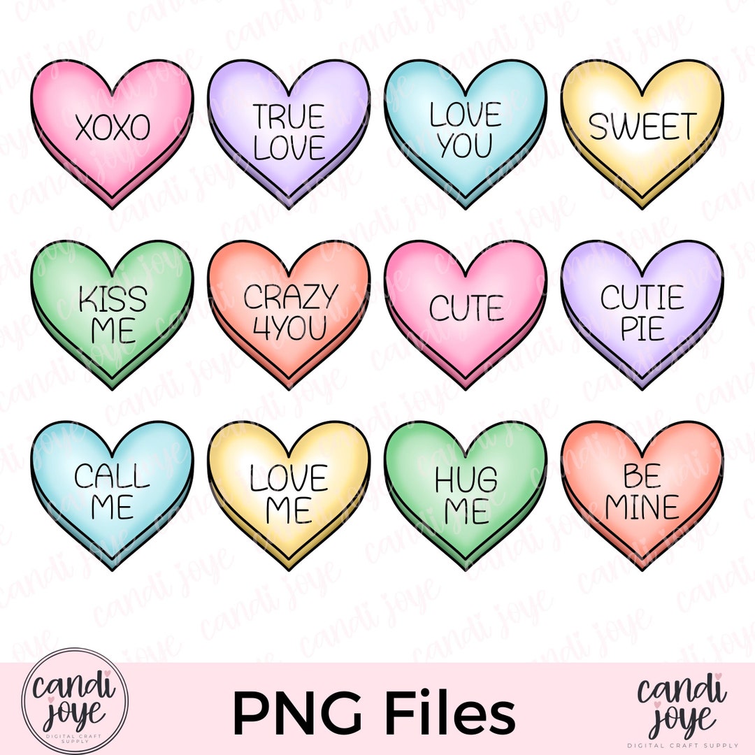 Conversation Heart PNG - Valentine's Day PNG - Candy Heart Clipart ...
