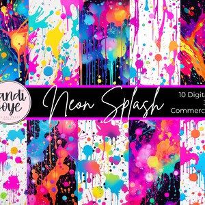 Neon Paint Splatter Digital Papers Paint Splash Digital Scrapbooking ...