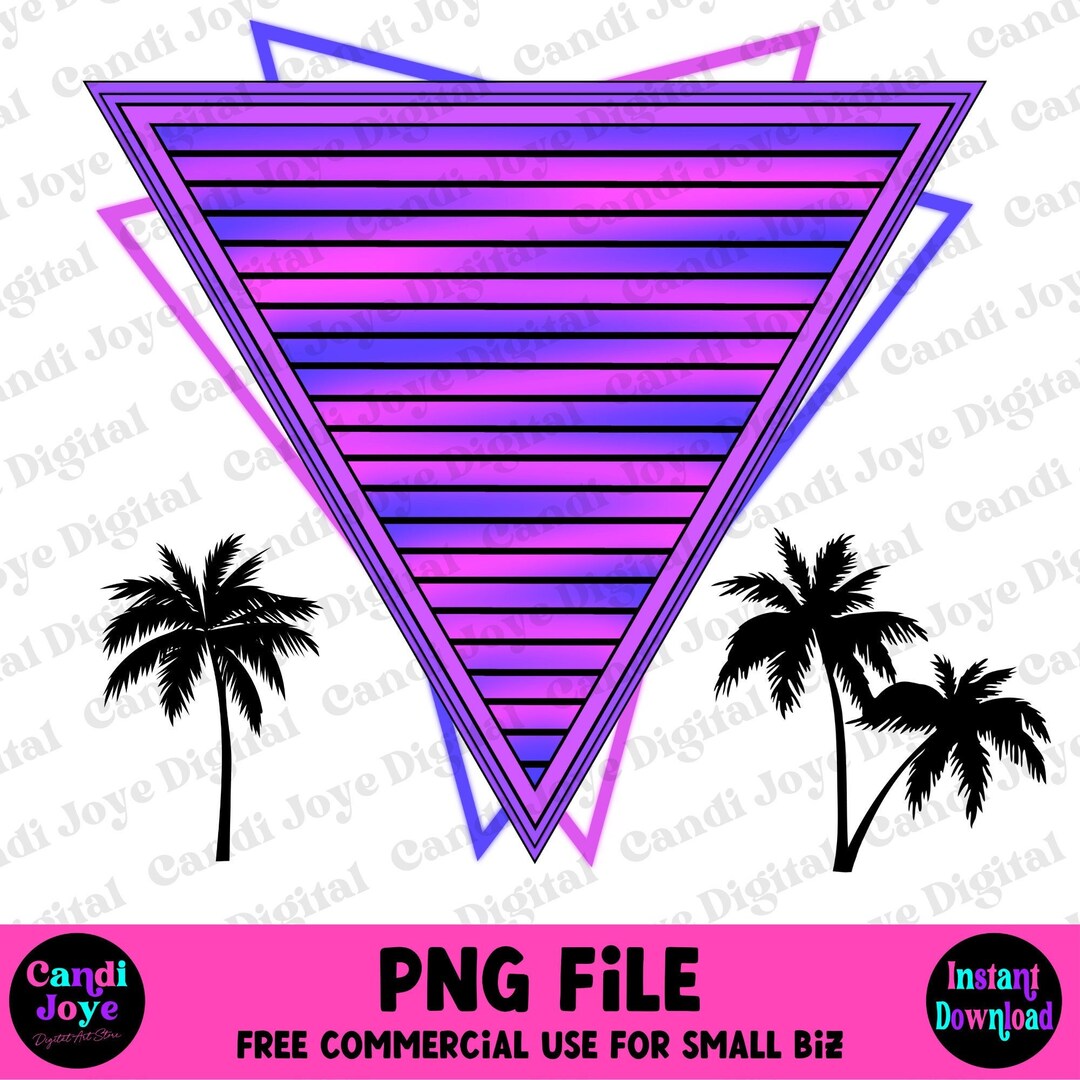 Back to the 90s Triangle PNG Neon Retro Print PNG Palm Tree Clipart ...