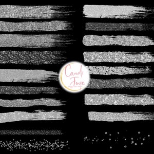 Silver Glitter Brush Strokes PNG Bling Brushstroke Clipart Silver ...