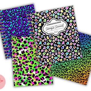 Rainbow Leopard Digital Paper Pack Neon Cheetah Print Digital Scrapbook ...