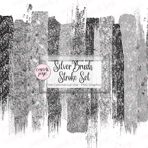 Silver Glitter Brush Strokes PNG Bling Brushstroke Clipart Silver ...