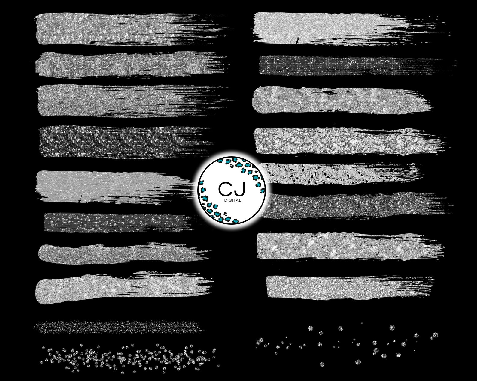 Silver Glitter Brush Strokes PNG Bling Brushstroke Clipart - Etsy