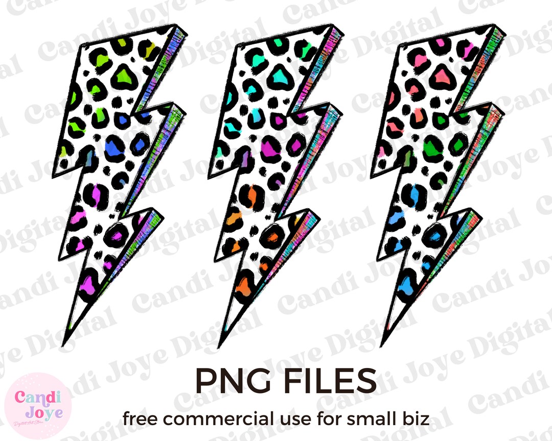 Lightning Bolt PNG - Leopard Print PNG - Sublimation PNG Files - Hand ...