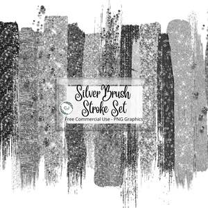 Silver Glitter Brush Strokes PNG Bling Brushstroke Clipart - Etsy