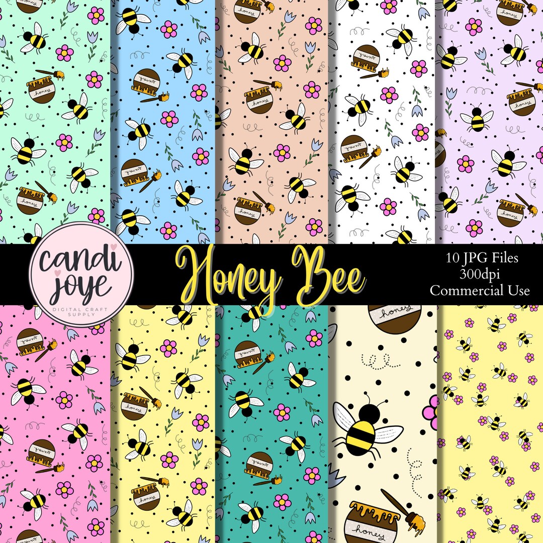 Honey Bee Digital Paper - Floral Digital Paper - Floral Bee Digital ...