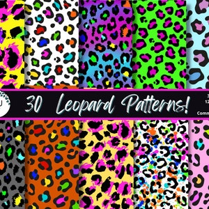 Rainbow Leopard Digital Paper Pack Neon Cheetah Print | Etsy