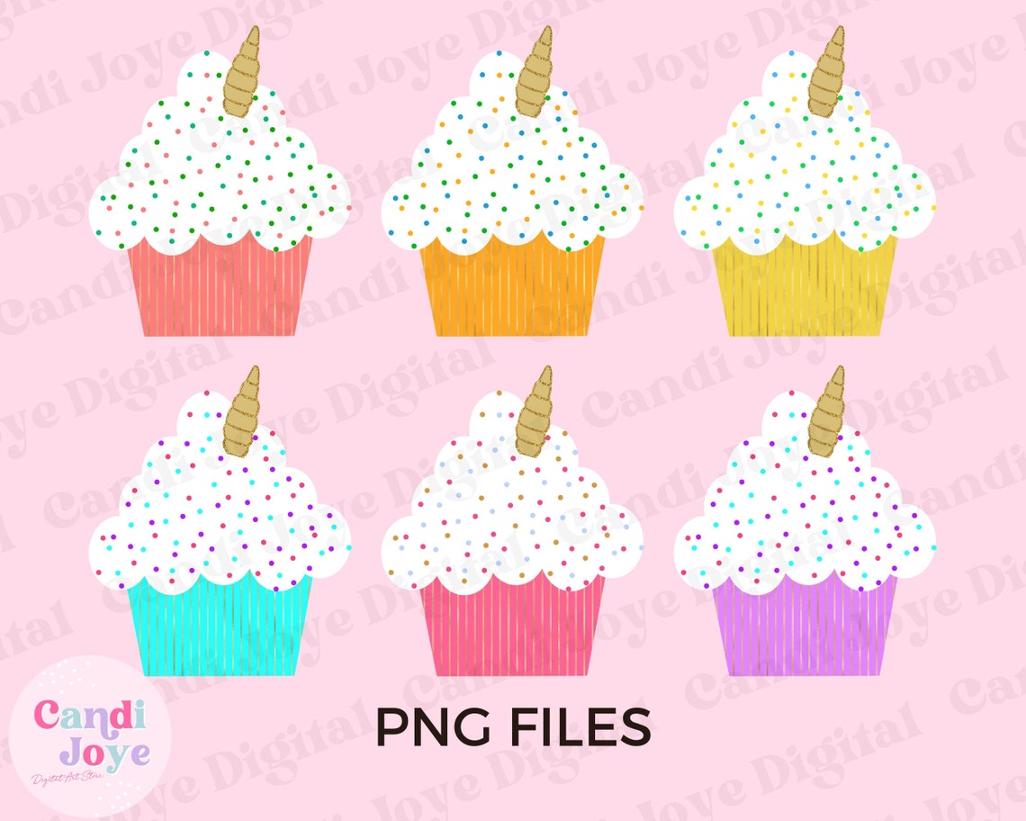 Unicorn PNG Cupcake Clipart Baking Clipart Birthday - Etsy