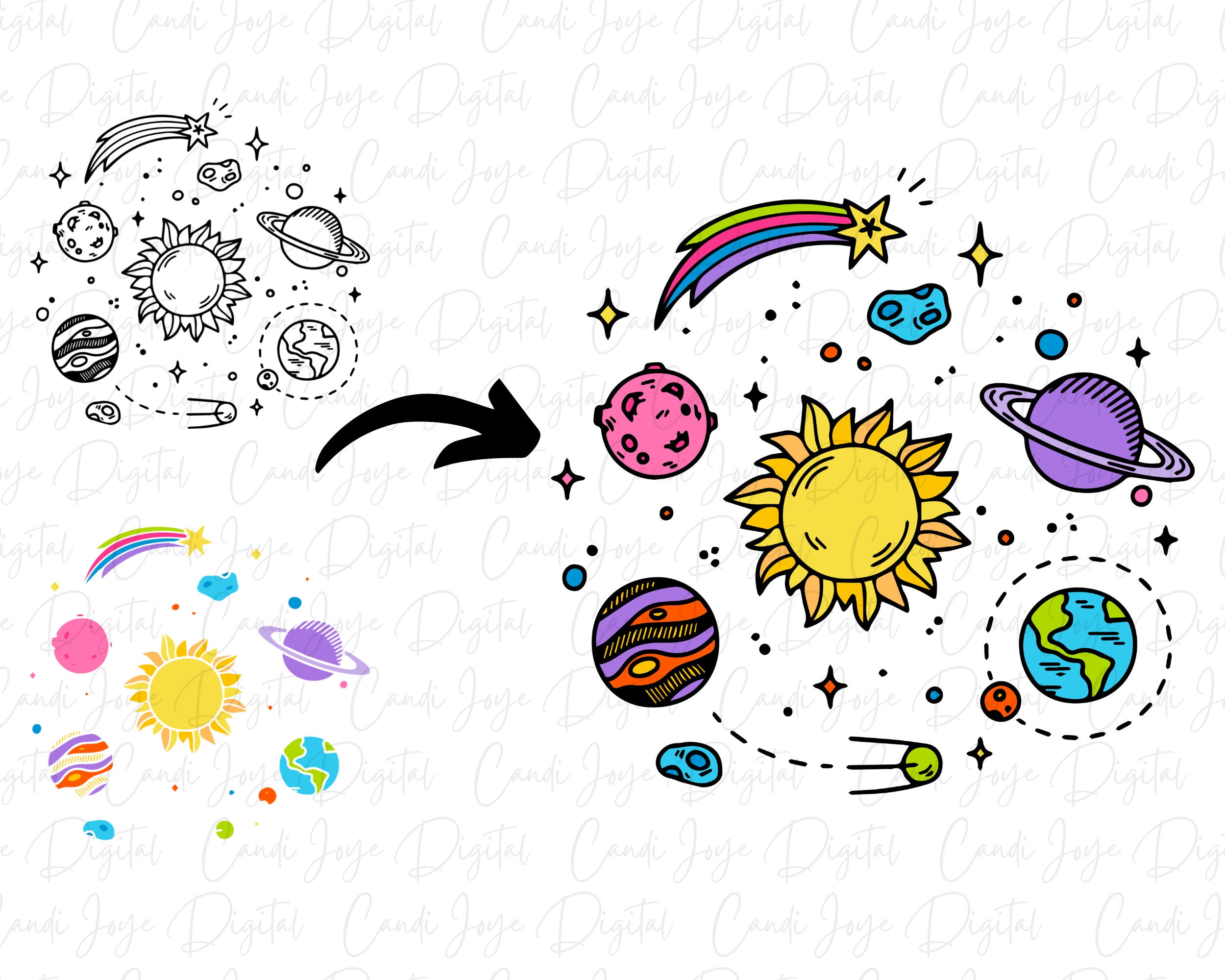 Outer Space SVG Solar System SVG Galaxy SVG Planets Clip - Etsy