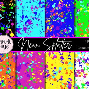 Neon Paint Splatter Digital Papers Paint Splash Digital Scrapbooking ...