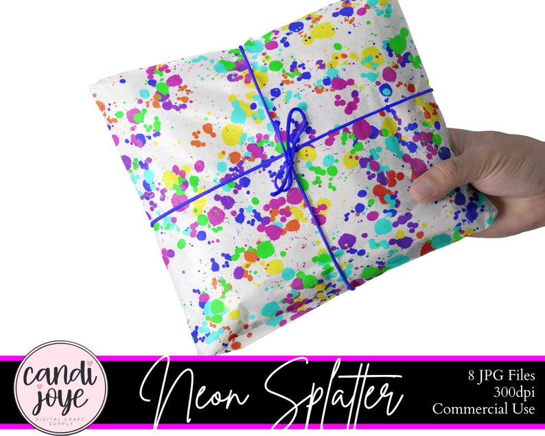 Neon Paint Splatter Digital Papers - Paint Splash Digital Scrapbooking ...