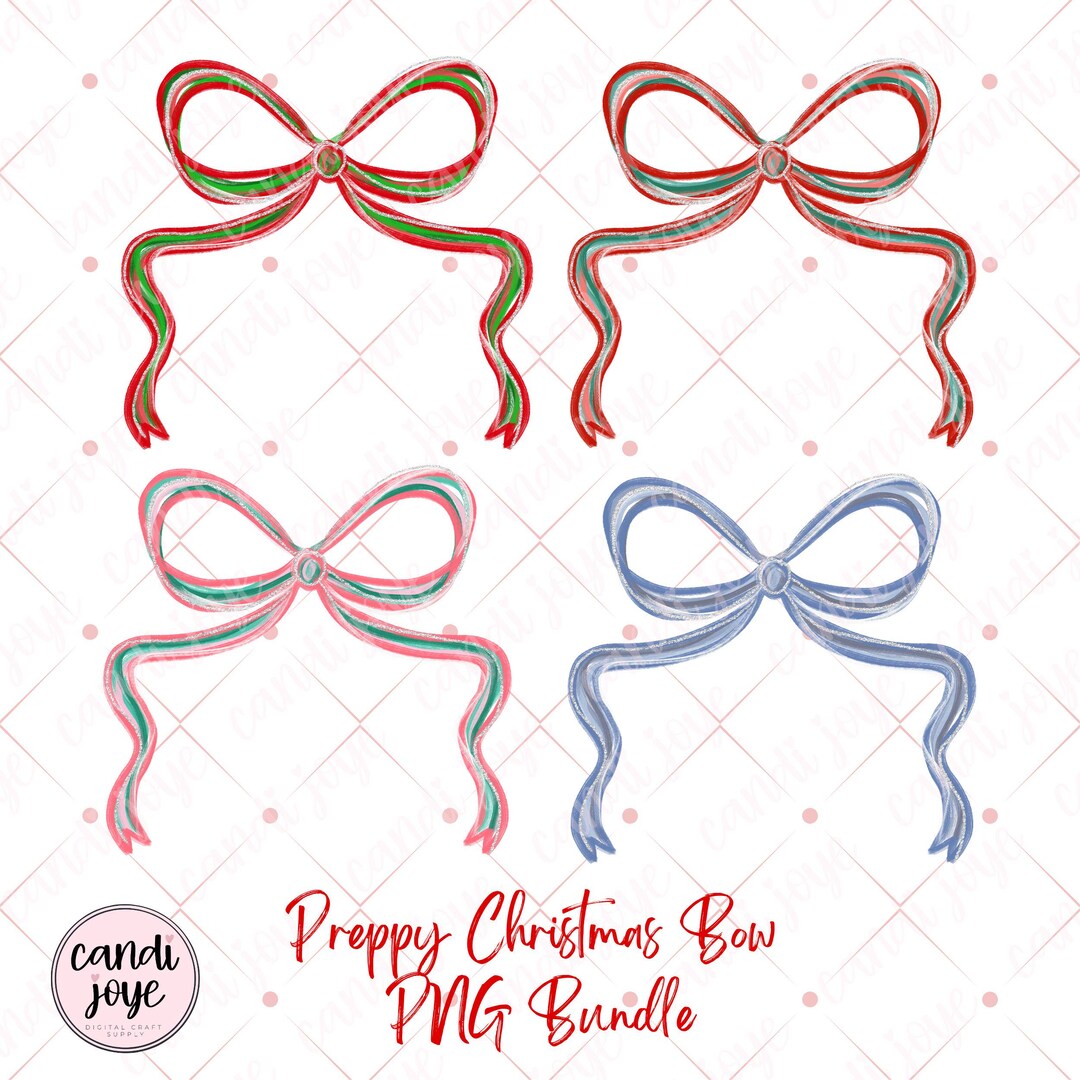 Preppy Christmas Bow PNG Bundle, Winter Coquette Bow PNG, Preppy ...