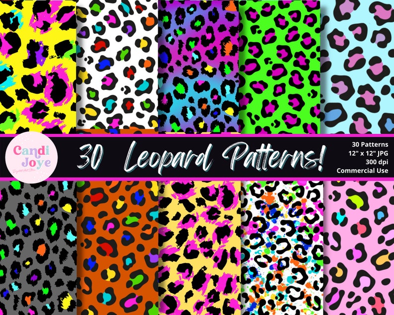 Rainbow Leopard Digital Paper Pack Neon Cheetah Print - Etsy