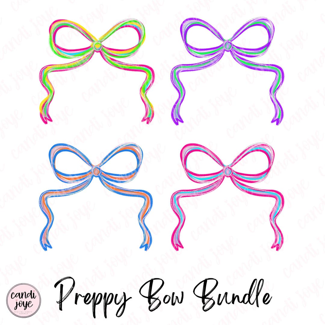 Preppy Bow PNG Bundle, Coquette Bow PNG, Preppy Designs, Preppy PNG ...