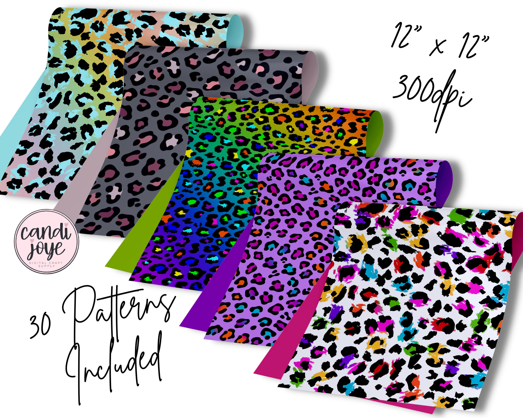 Rainbow Leopard Digital Paper Pack - Neon Cheetah Print Digital ...