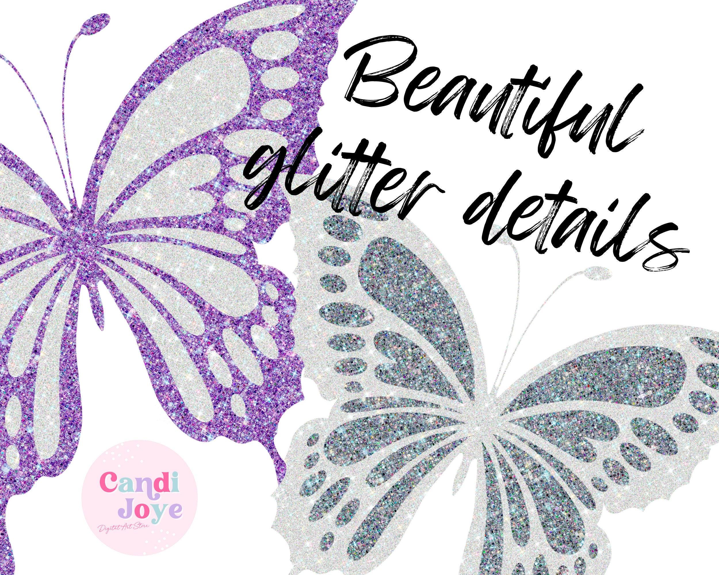 Glitter Butterfly Clipart Bundle - Gold Butterfly Digital - Sparkling ...