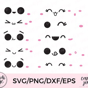 Cute Kawaii SVG - Kawaii Face SVG Bundle - Kawaii Clipart - Cartoon ...