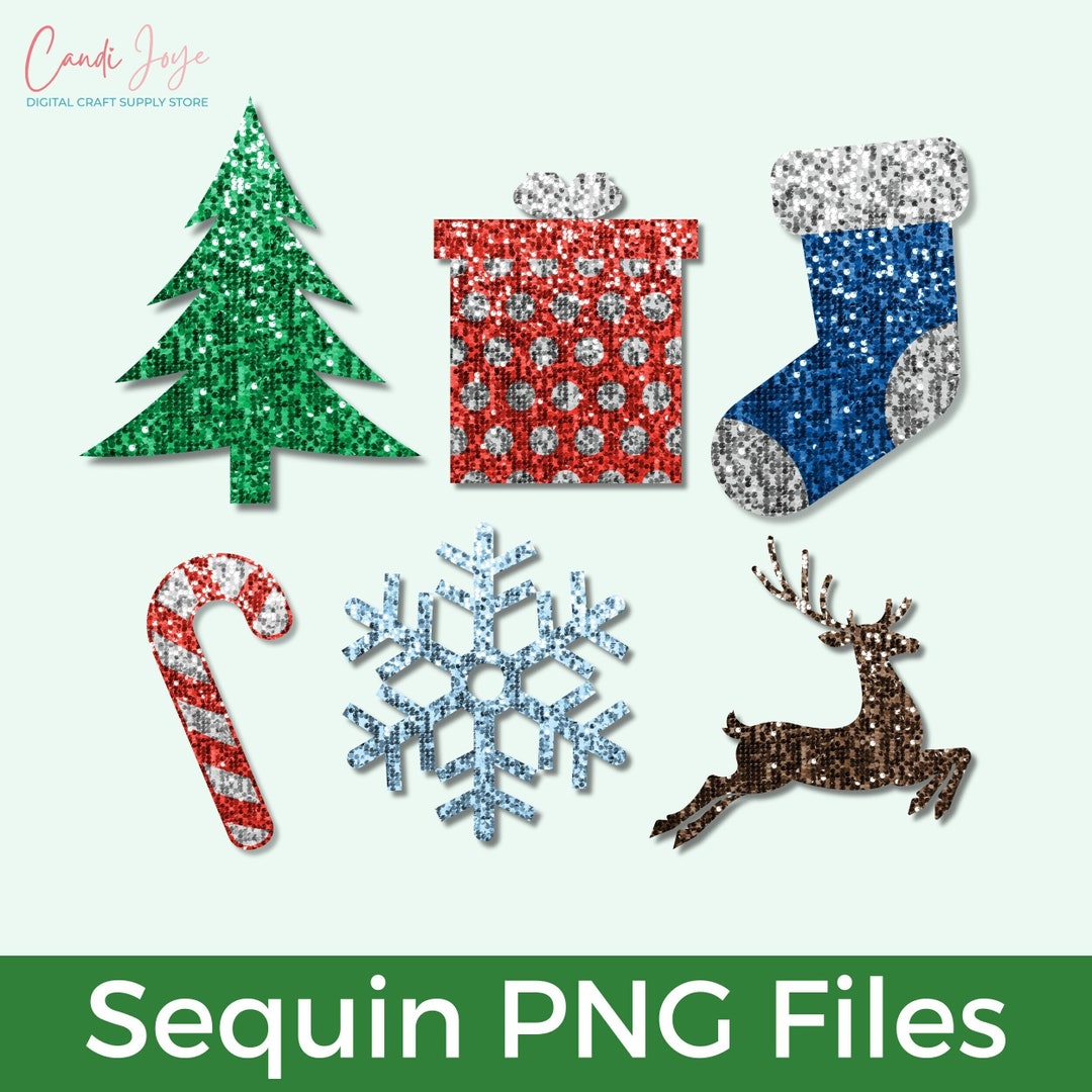 Christmas Sequin PNG Bundle Christmas Tree PNG Snowflake PNG Reindeer ...