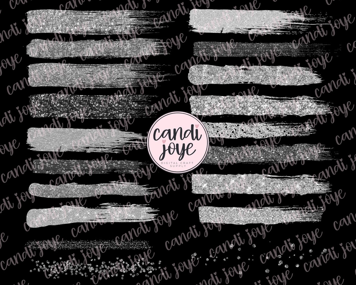 Silver Glitter Brush Strokes PNG - Bling Brushstroke Clipart - Silver ...