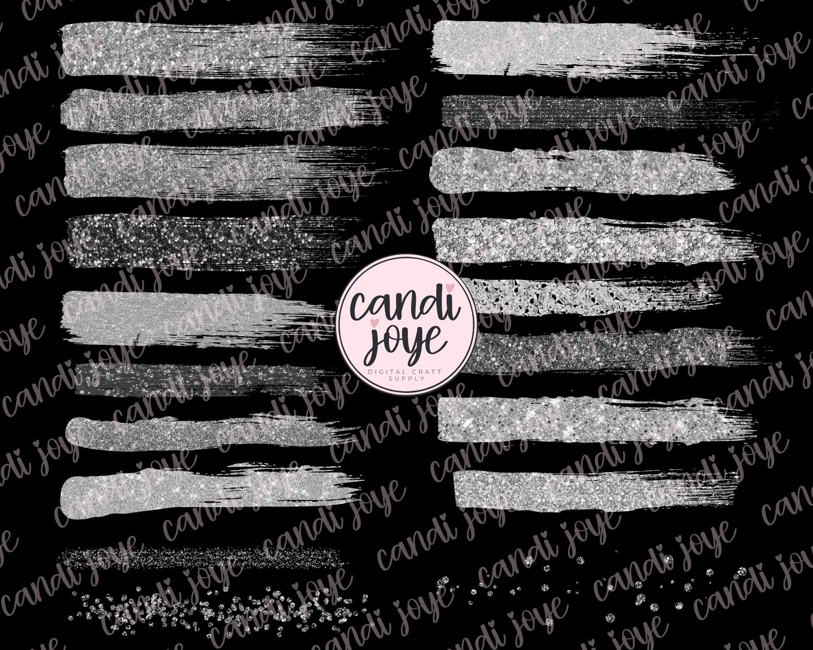 Silver Glitter Brush Strokes PNG - Bling Brushstroke Clipart - Silver ...