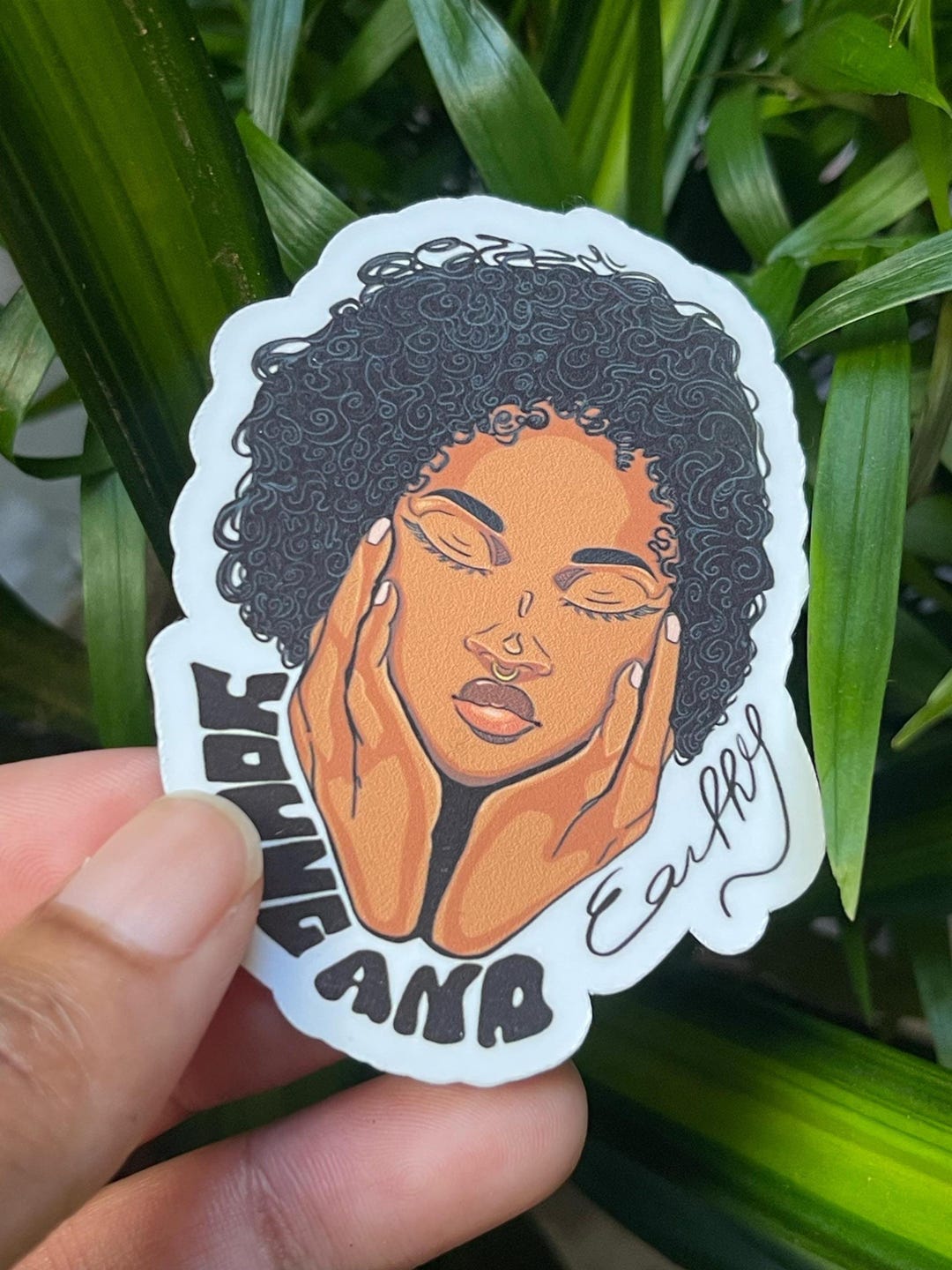 Earthy Aesthetic, Black Girl Stickers, Curly Hair Sticker, Melanin ...
