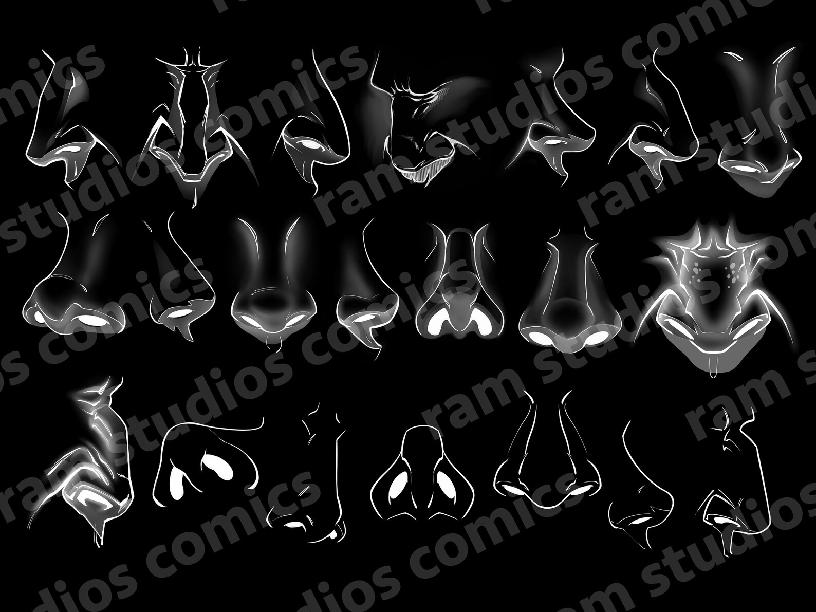 Procreate Nose Stamps - 21 Brushes - Comic Style Noses | Templates for ...