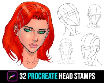 Procreate Face Stamps, Portrait Guide Stamp Brushes, Procreate Face ...