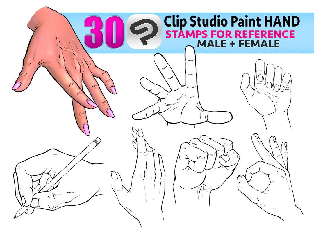 Clip Studio Paint Brushes - Hand Stamps - Various Hand Poses - Etsy