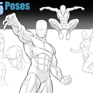 Procreate Pose Pack - 25 Stamps - Superhero Figures - Etsy
